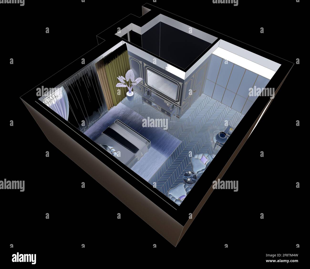 modern apartment interior, 3D illustration Stock Photo - Alamy