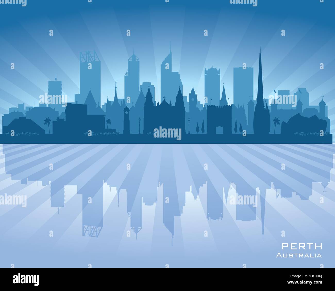 Perth Australia city skyline vector silhouette illustration Stock ...