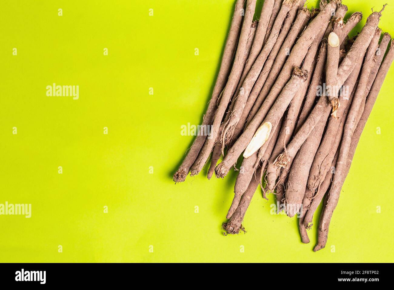 Crop of fresh unpeeled Scorzonera or Spanish salsify. Modern vegetables ...