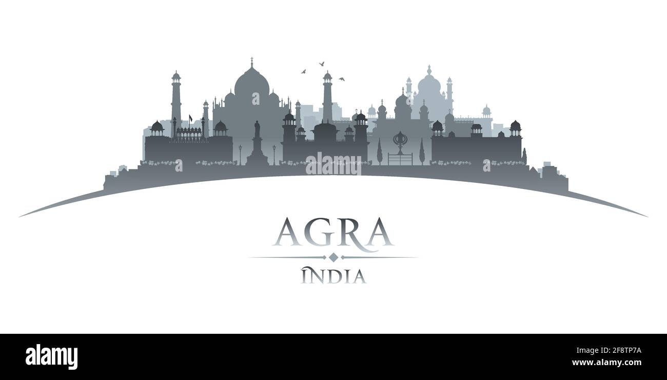Agra India city skyline silhouette. Vector illustration Stock Vector ...