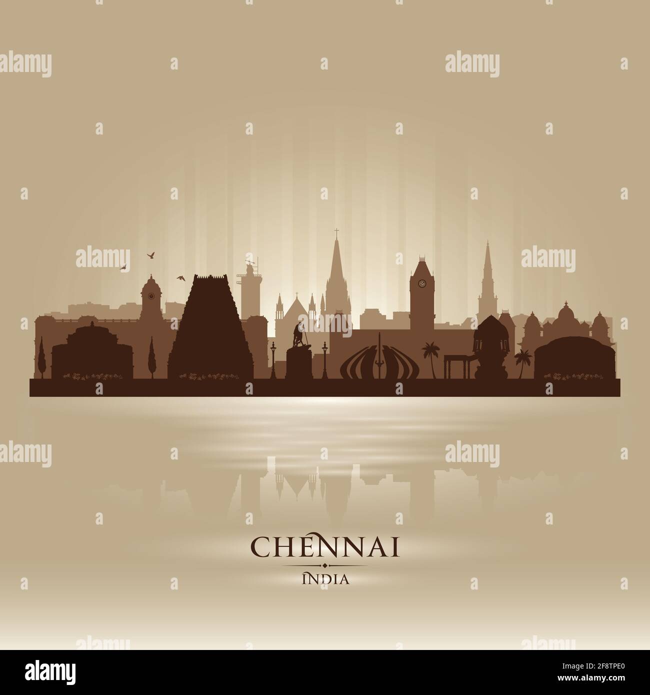 Chennai India city skyline vector silhouette illustration Stock Vector ...