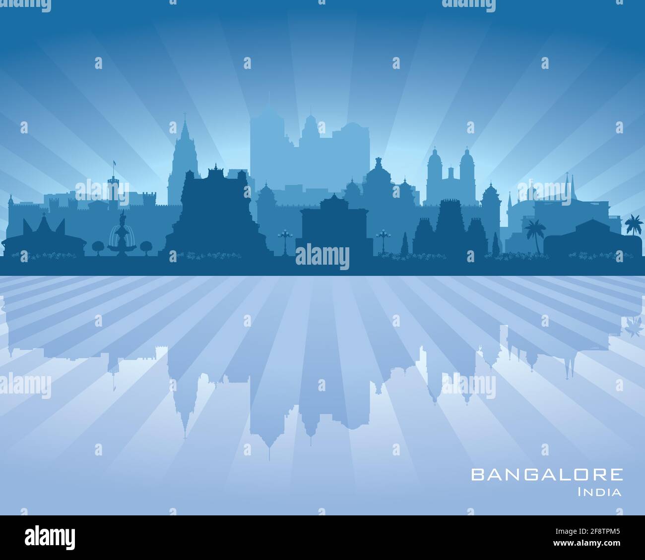 Bangalore India city skyline vector silhouette illustration Stock ...