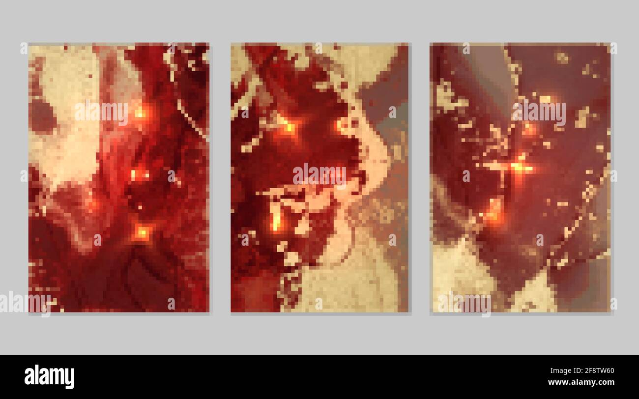 Red and gold pattern with texture of geode and sparkles. Abstract ...