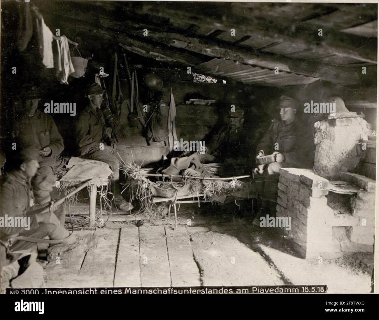 Interior view of a man's camp at Piavedamm 16.5.18 Stock Photo - Alamy
