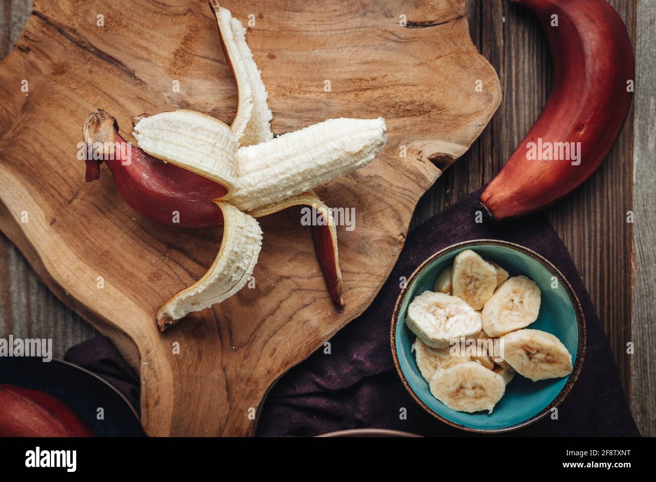 Delicious fresh raw red bananas from South America Stock Photo - Alamy