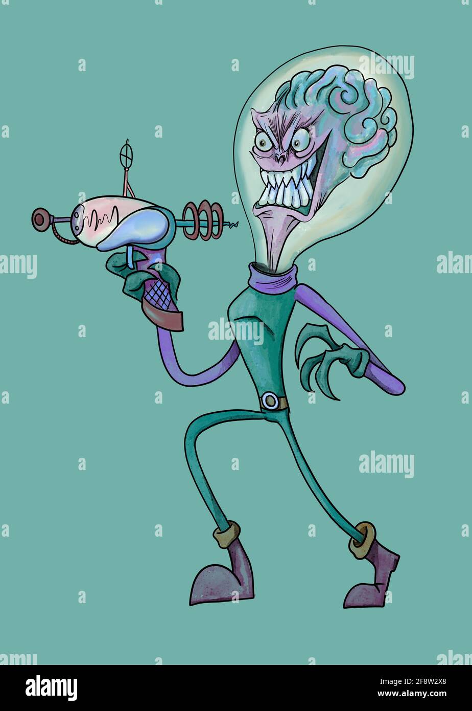 alien with a laser gun Stock Photo - Alamy