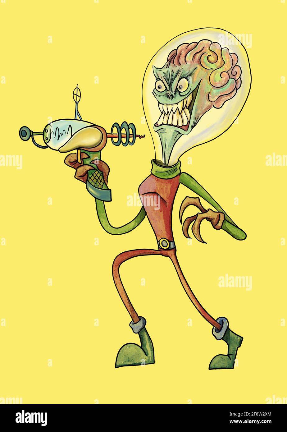 alien with a laser gun Stock Photo - Alamy