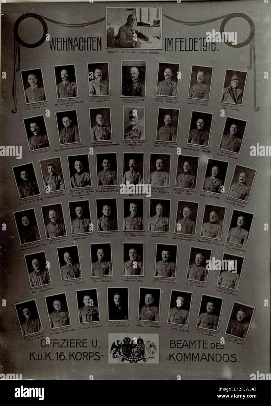 Overview of the Officers of the 16th Corpskommandos, Christmas 1916 ...