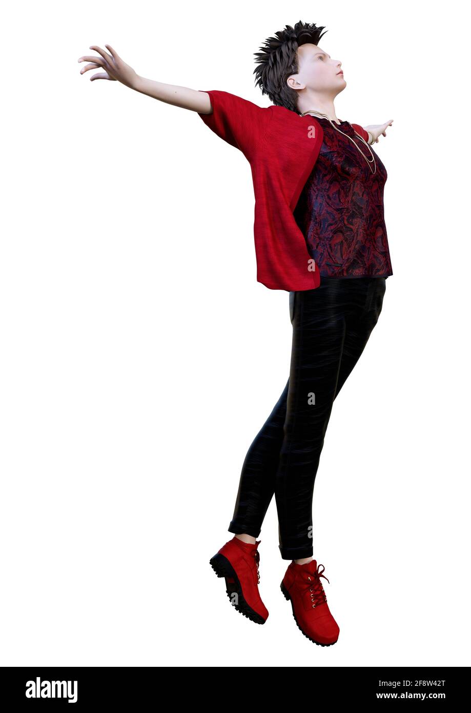 3D rendering of a teenager boy dancing isolated on white background ...