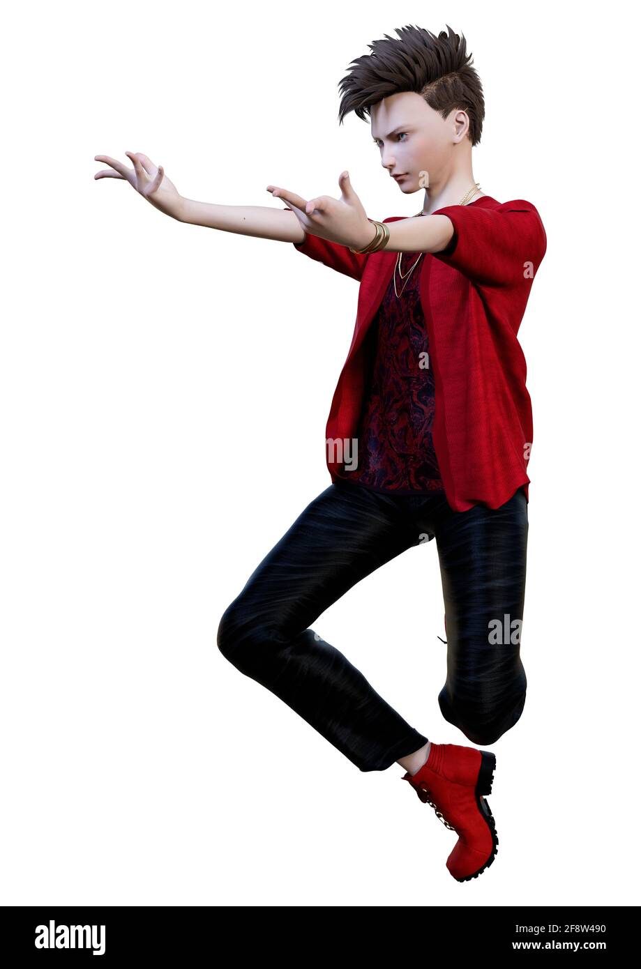 3D rendering of a teenager boy dancing isolated on white background ...