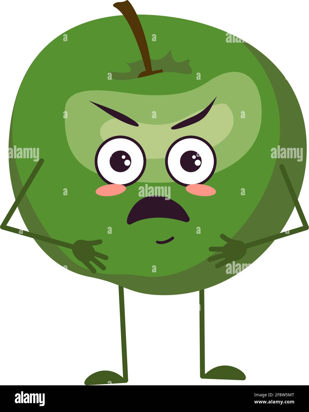 Cute apple characters with angry emotions, face, arms and legs. The ...
