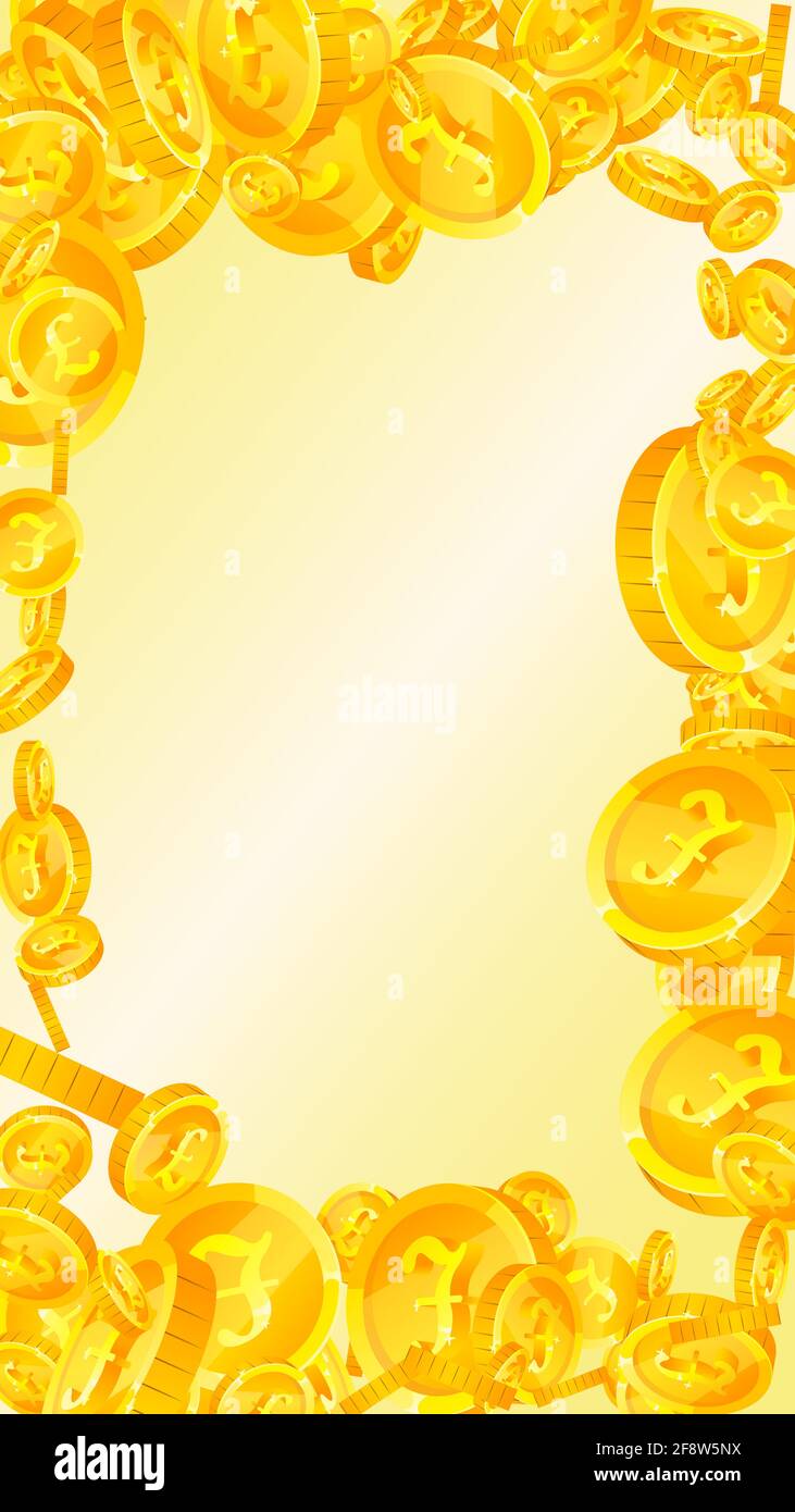 British pound coins falling. Perfect scattered GBP coins. United ...
