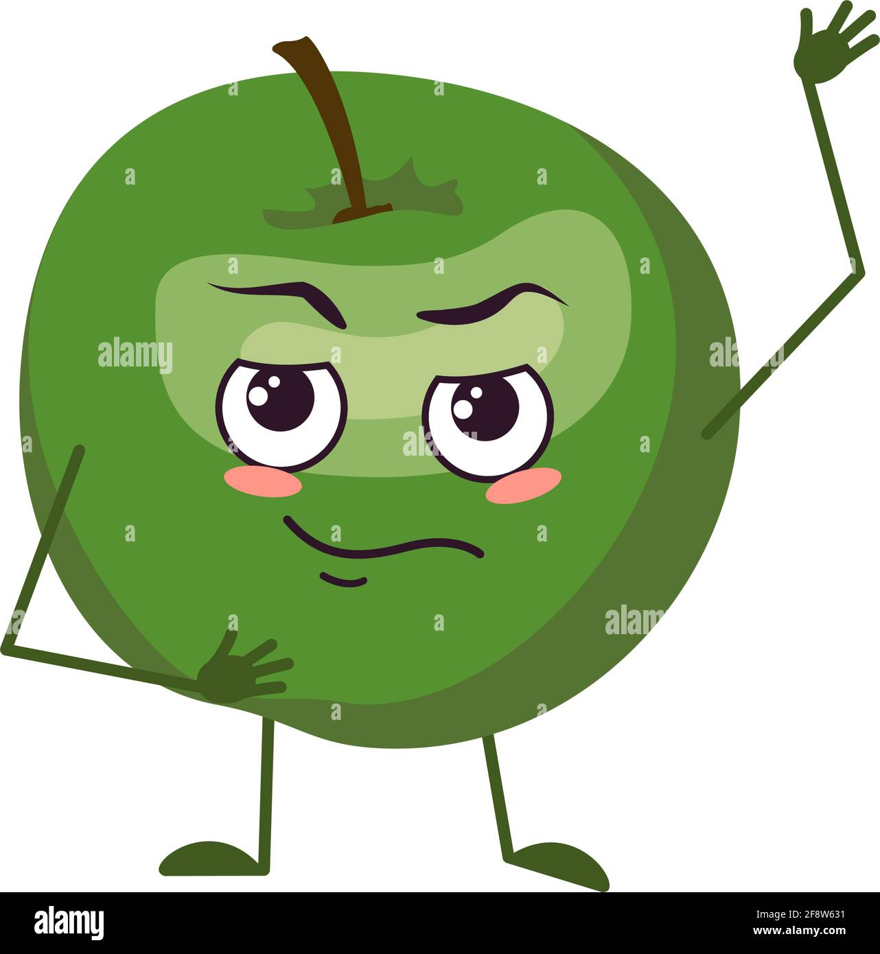 Cute apple character with face and emotions, arms and legs. The funny ...
