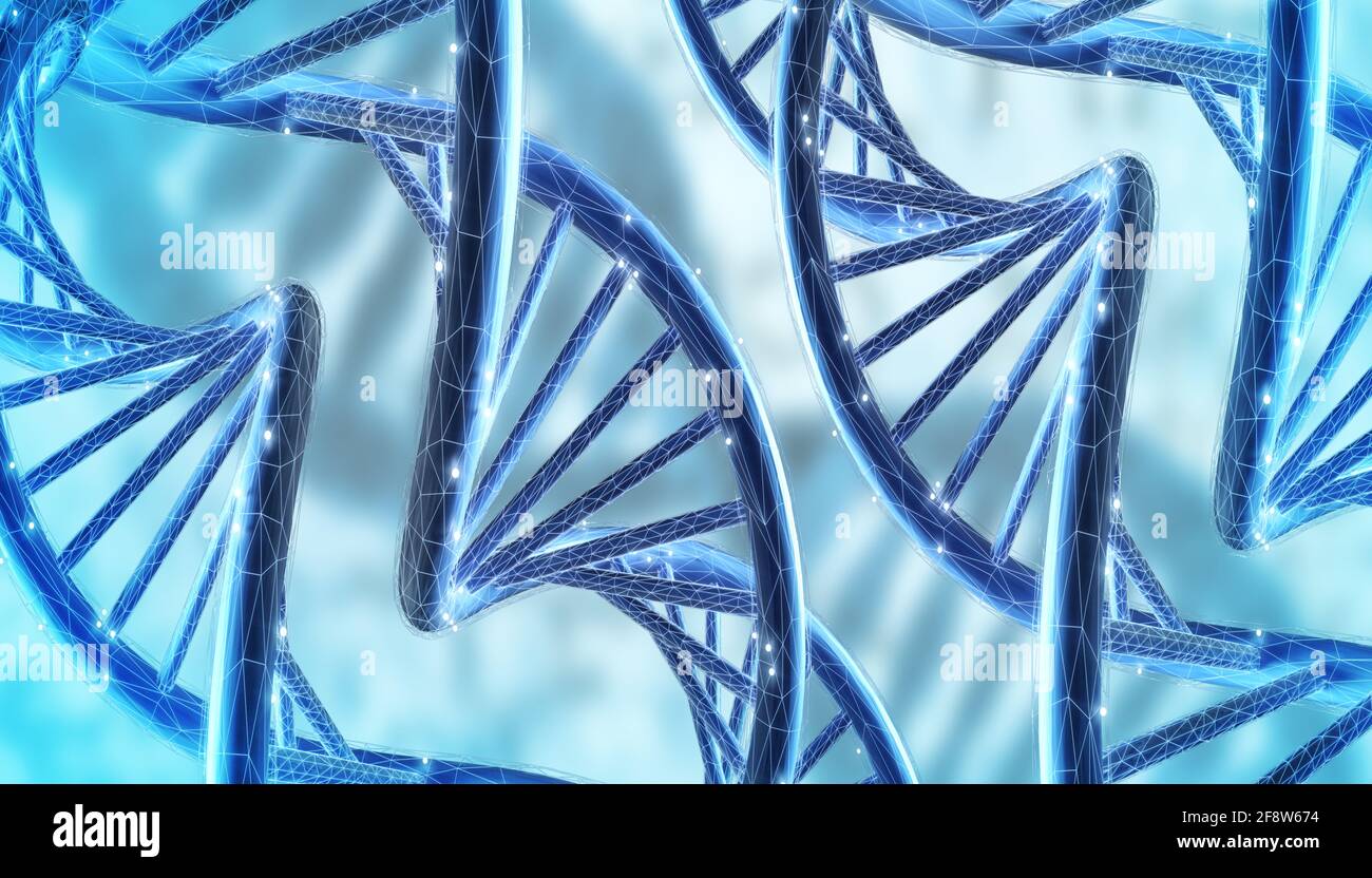 Blue DNA structure isolated background. 3D illustration Stock Photo - Alamy