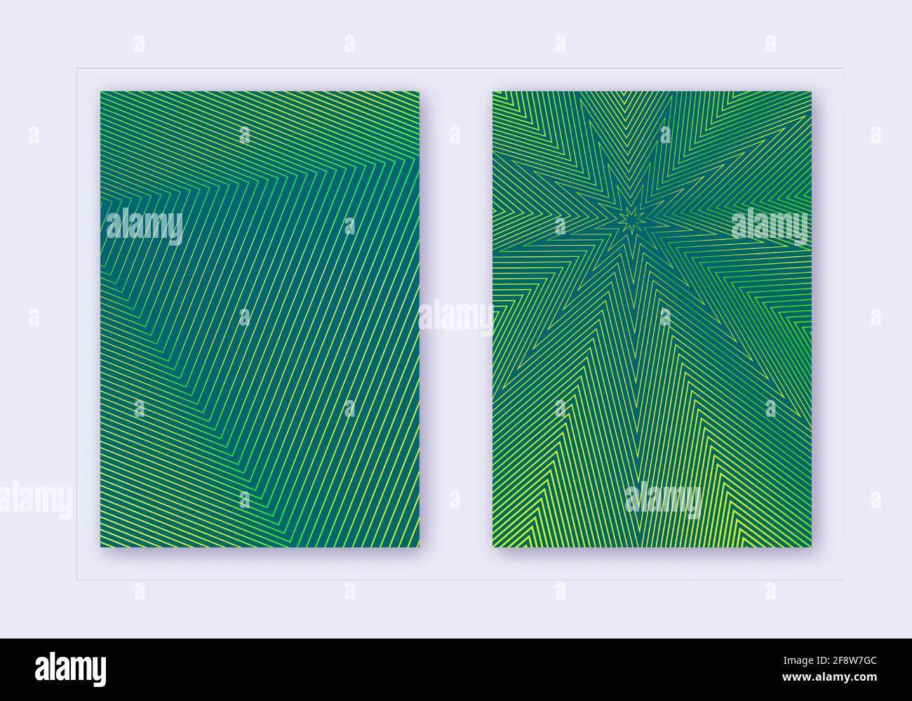 Cover design template set. Abstract lines modern brochure layout. Green ...
