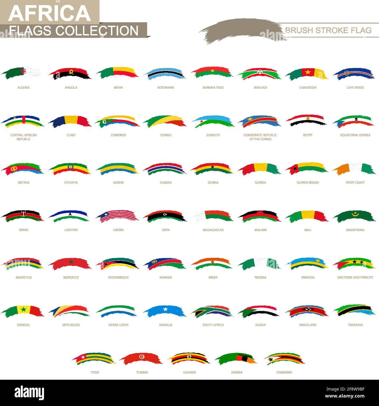 Rounded grunge brush stroke with African flags. Set of vector flags Stock Vector Image & Art - Alamy