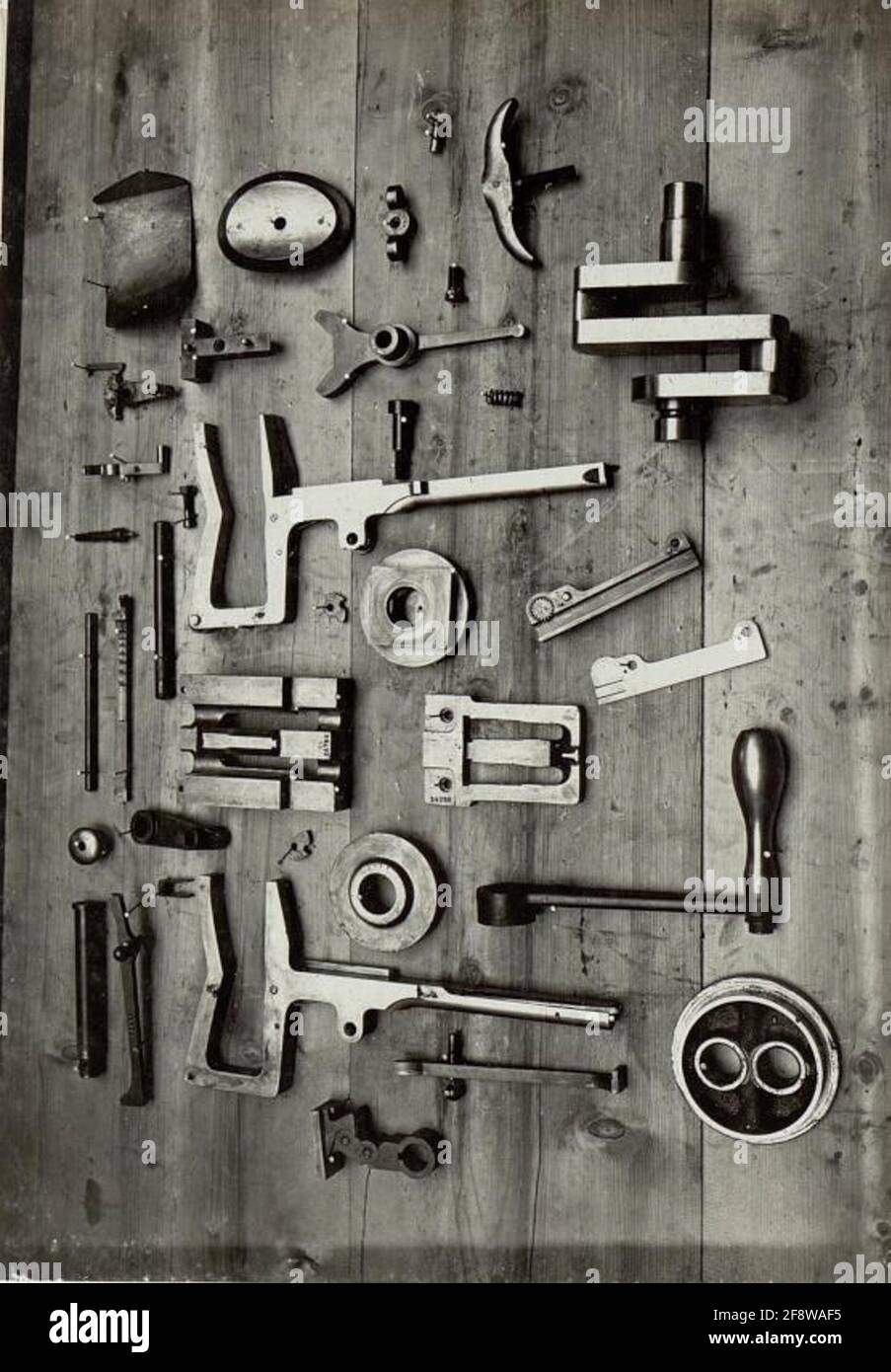 Conquered components of Italian machine rifles, taken in November 1915 ...