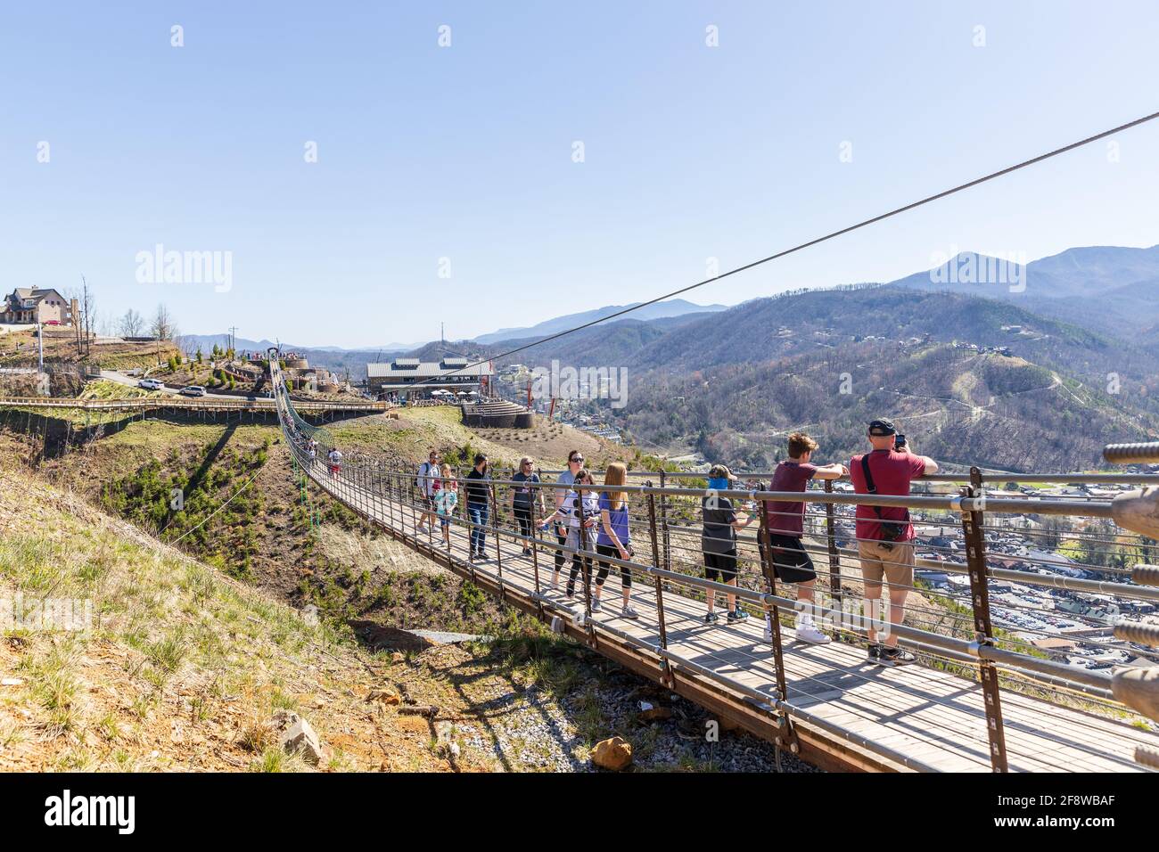 The Gatlinburg Sky Bridge is a bridge that stretches 680 feet across ...