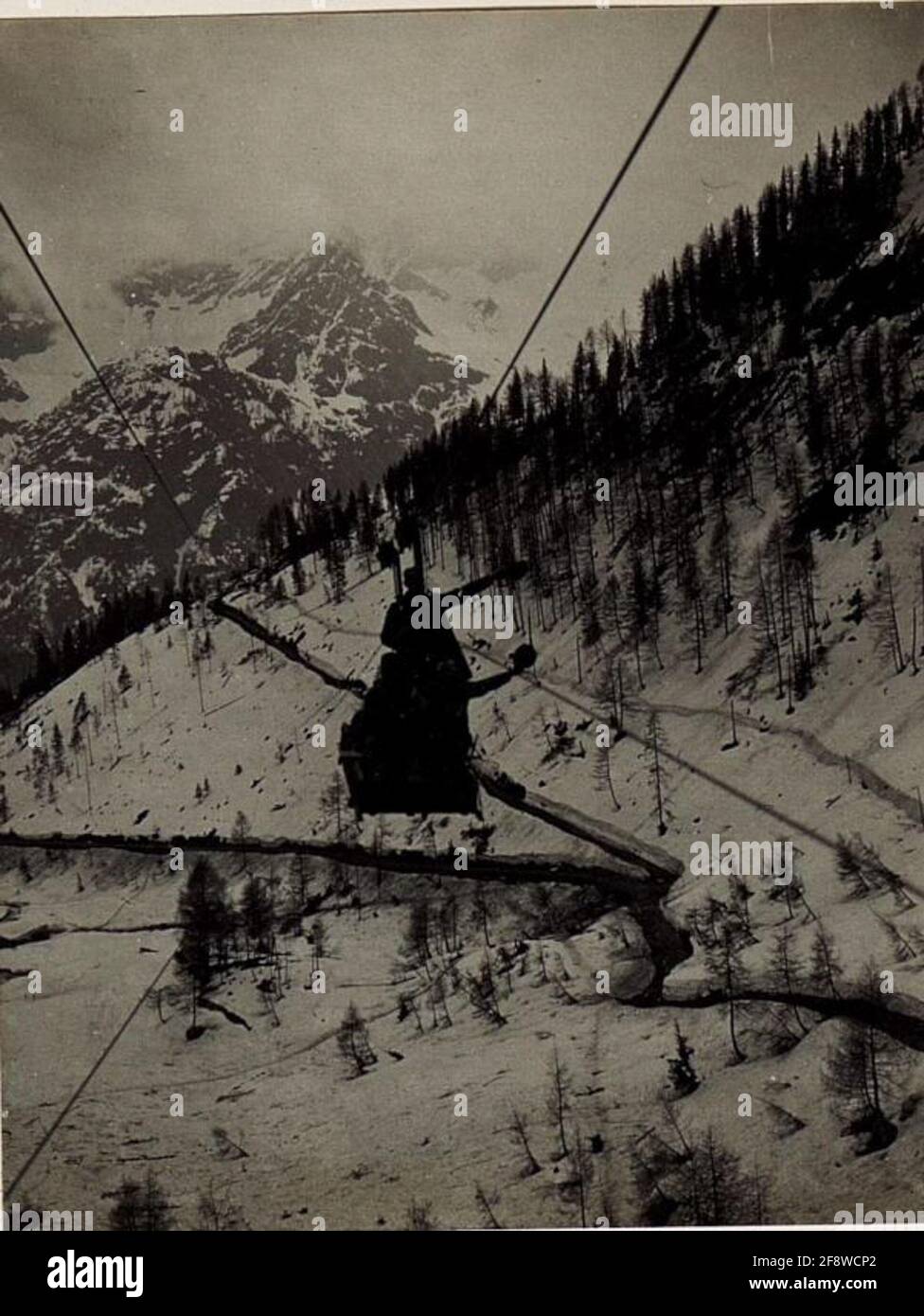 Driving cable car car from the 40m high support absorbed Stock Photo ...