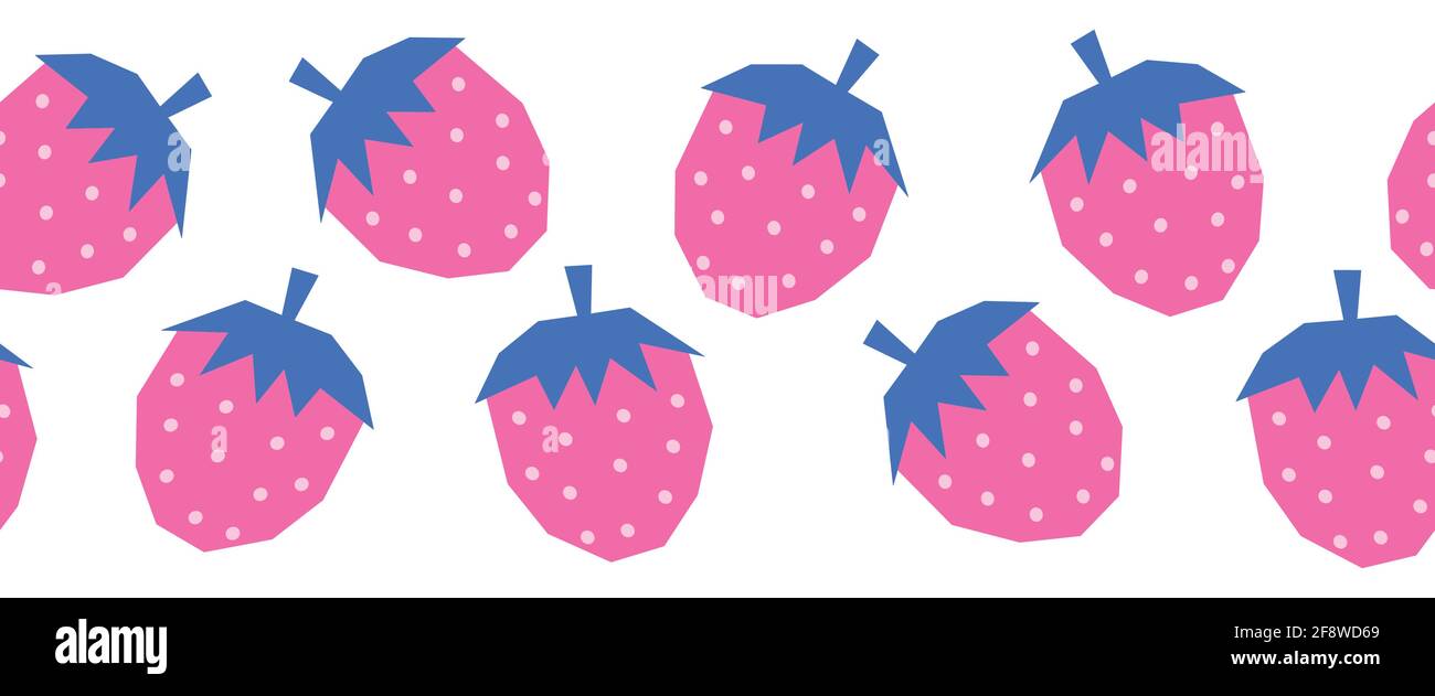 Seamless strawberry vector border. Strawberries repeating horizontal ...