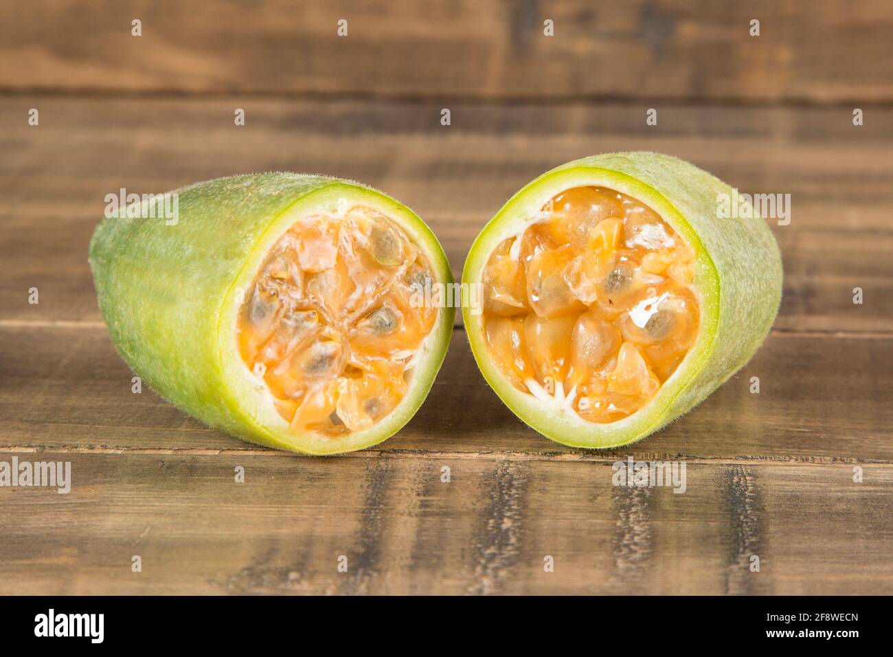 Curuba tropical fruit - Passiflora tripartite Stock Photo - Alamy