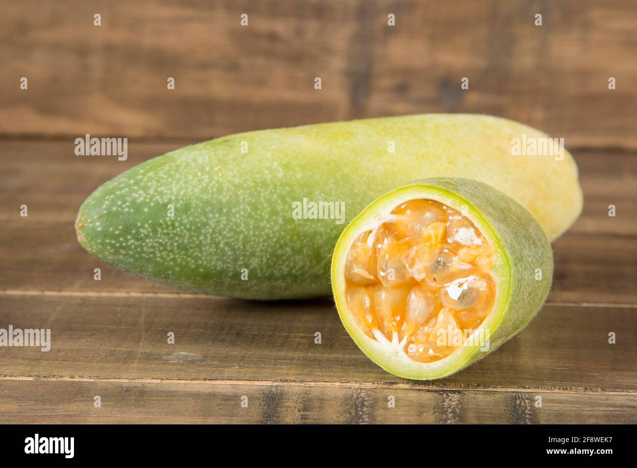 Curuba tropical fruit - Passiflora tripartite Stock Photo - Alamy