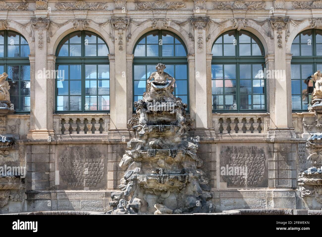 Sculpture, architectural detail in the Zwinger, a palatial complex in ...