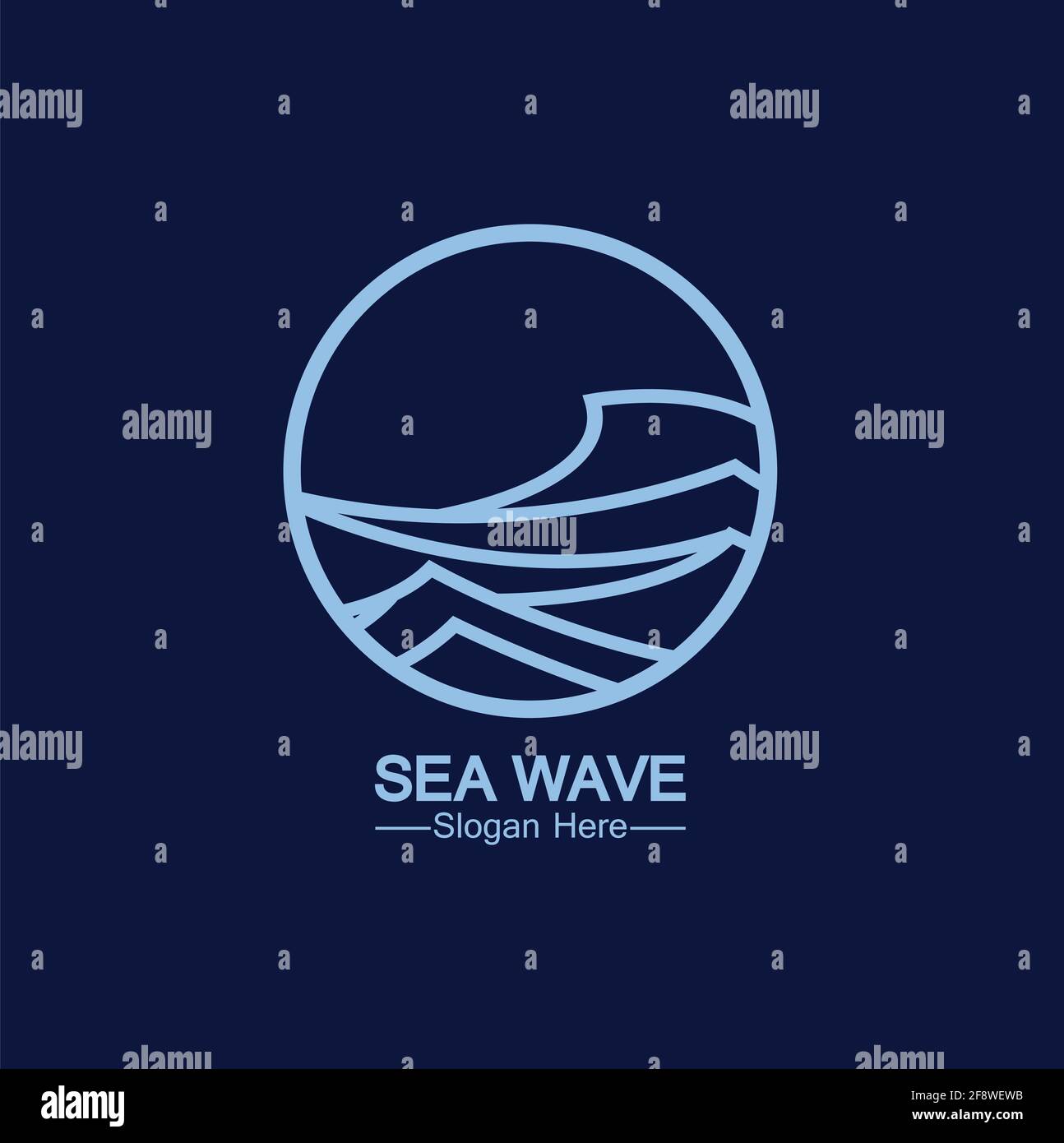 sea ocean wave line logo simple monoline style vector icon symbol ...