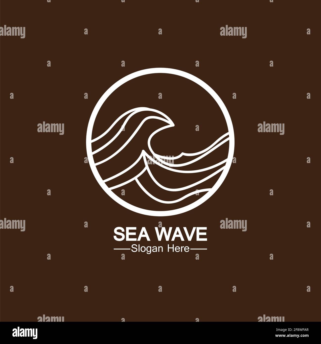 sea ocean wave line logo simple monoline style vector icon symbol ...