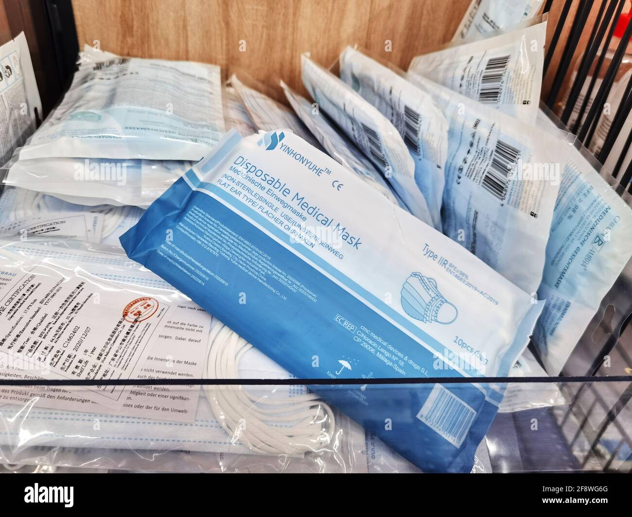 Berlin, Germany - April 15, 2021: Assortment of Corona protective masks ...