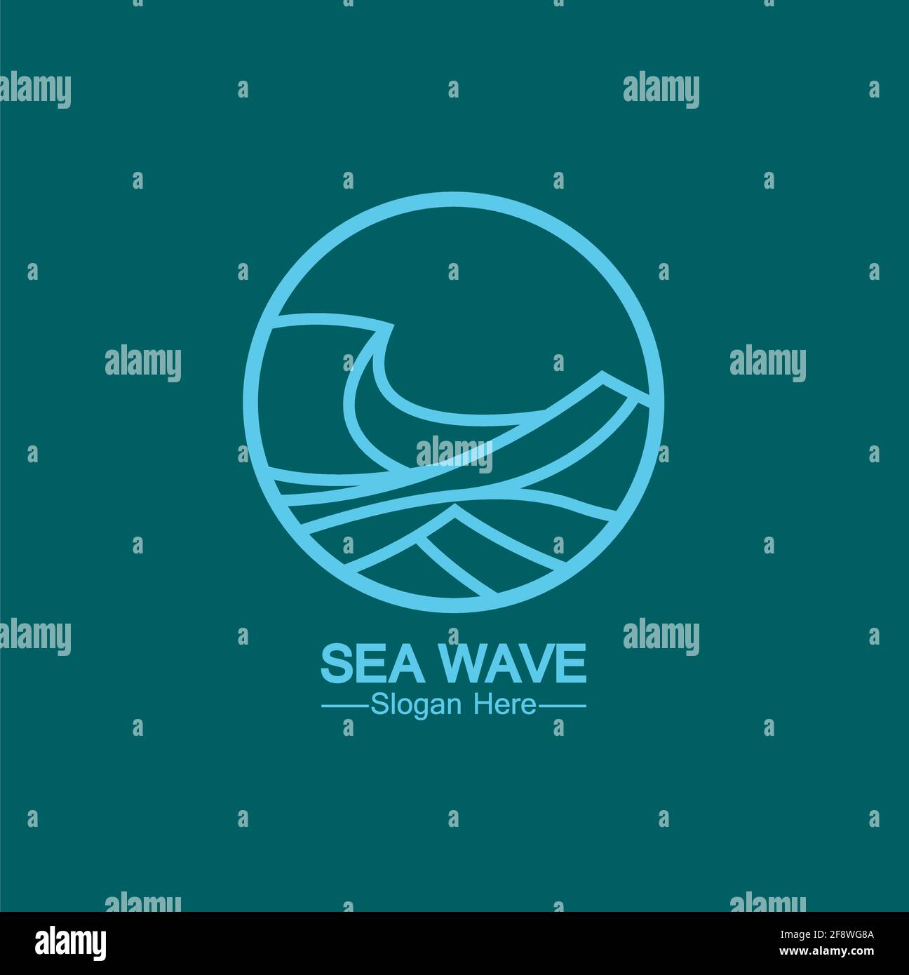 sea ocean wave line logo simple monoline style vector icon symbol ...