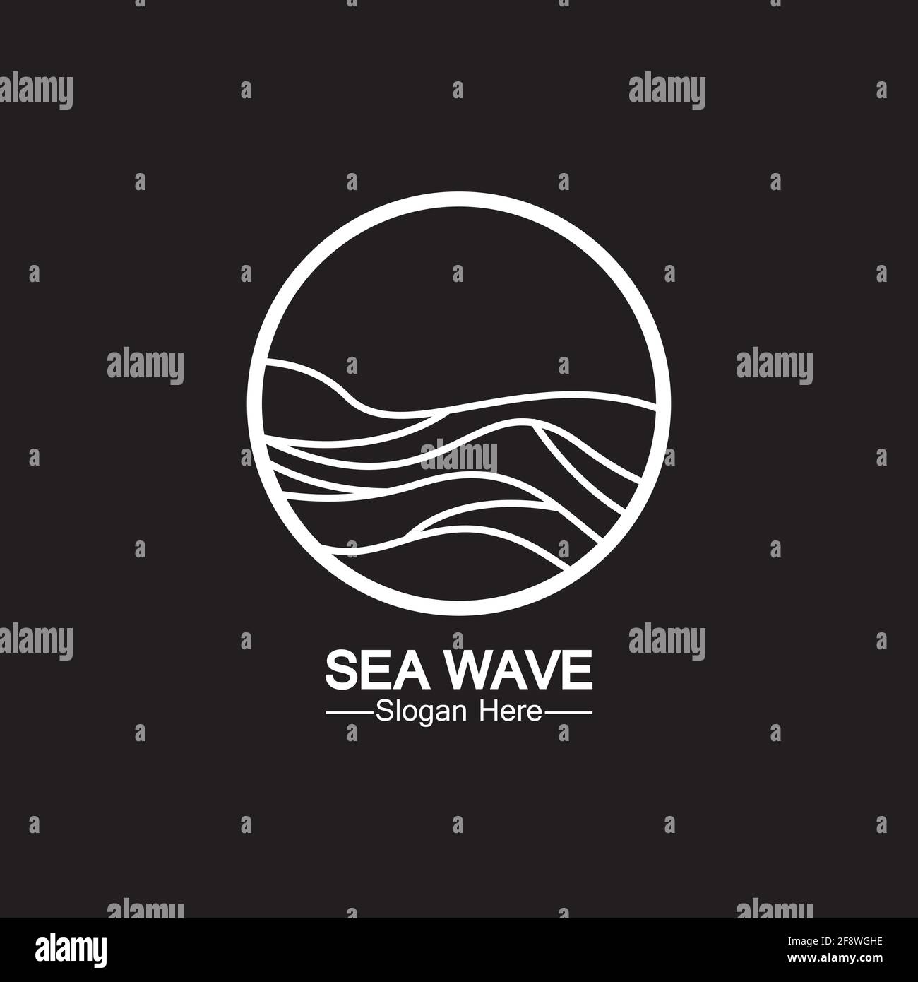 sea ocean wave line logo simple monoline style vector icon symbol ...
