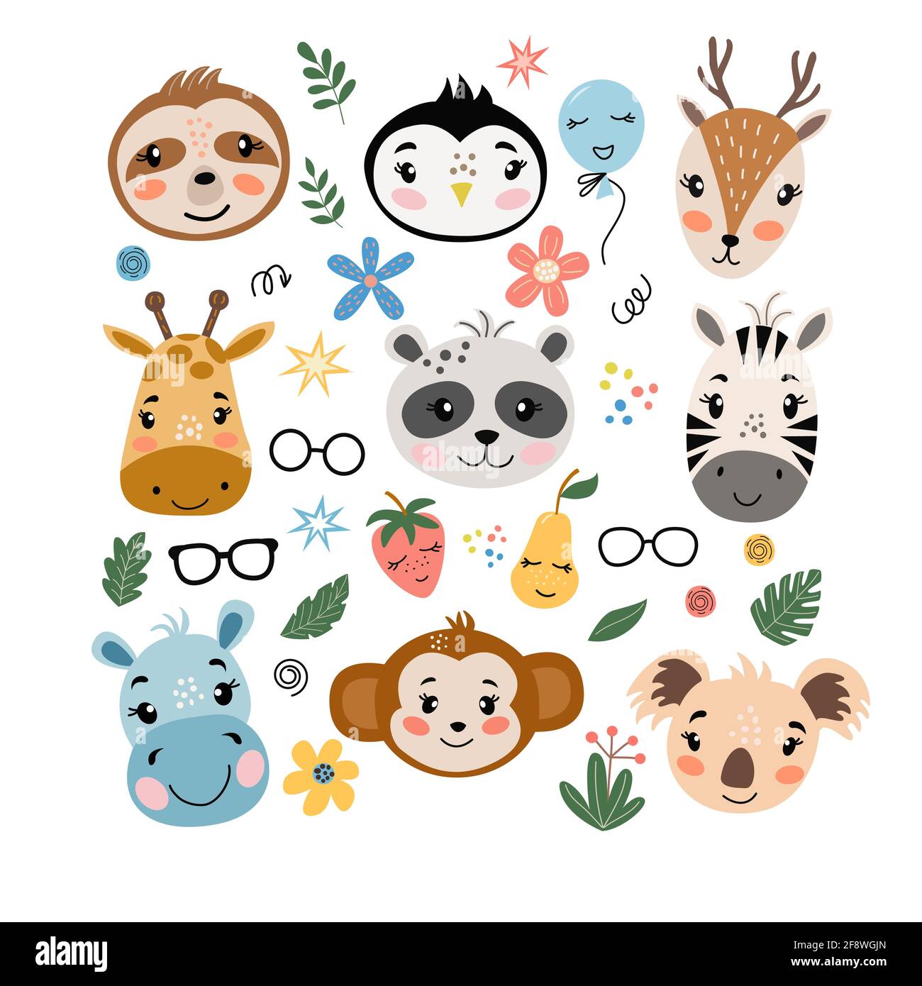 Set colorful cartoon faces Stock Vector Images - Alamy