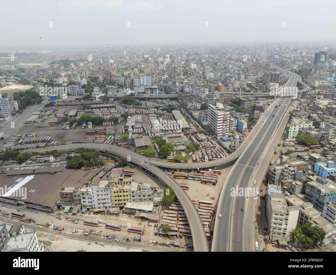 An aerial view shows the Mayor Hanif Flyover during the nationwide ...