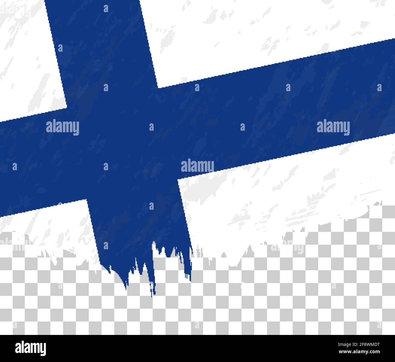 Grunge-style flag of Finland on a transparent background. Vector ...