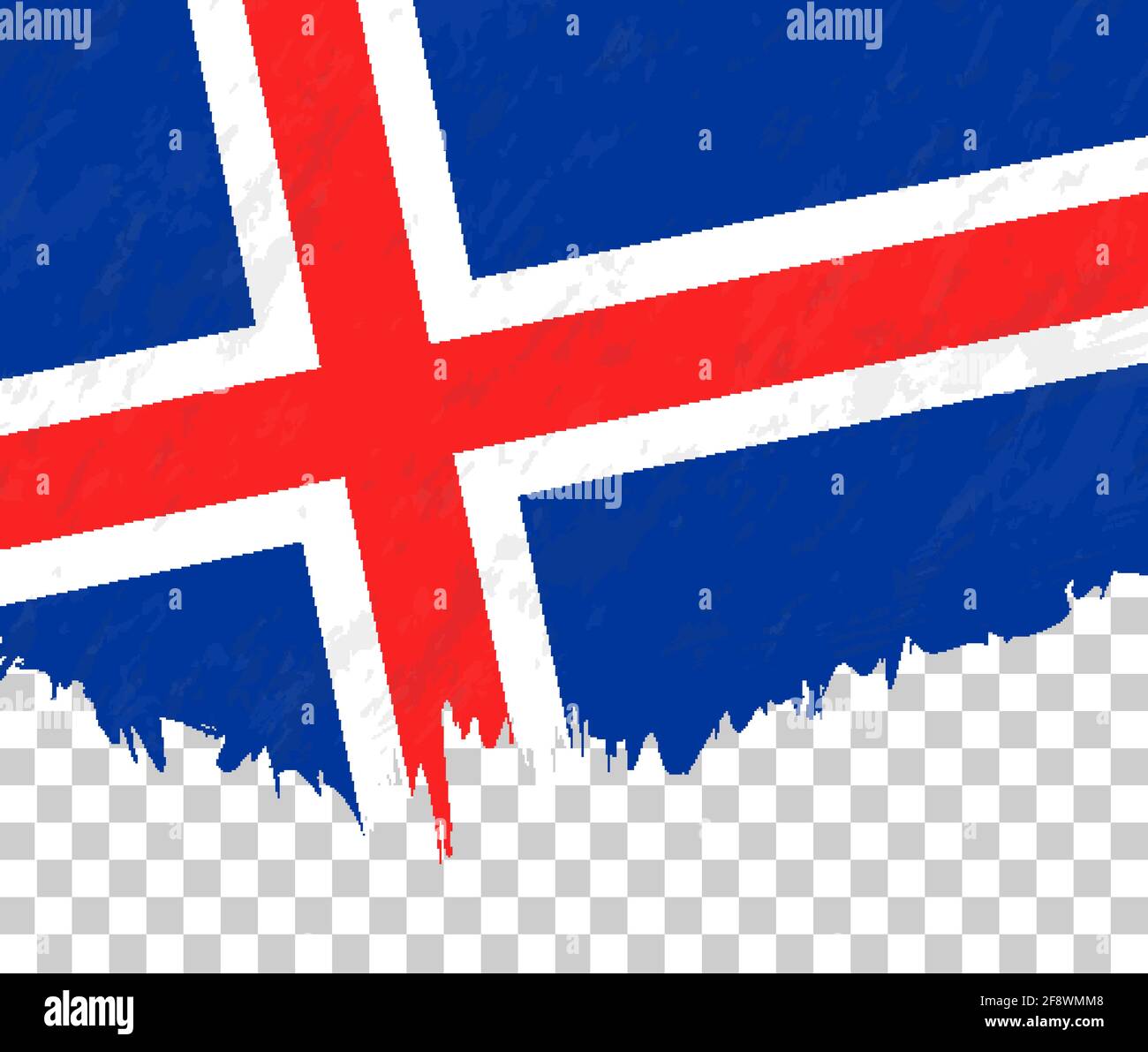 Grunge-style flag of Iceland on a transparent background. Vector ...