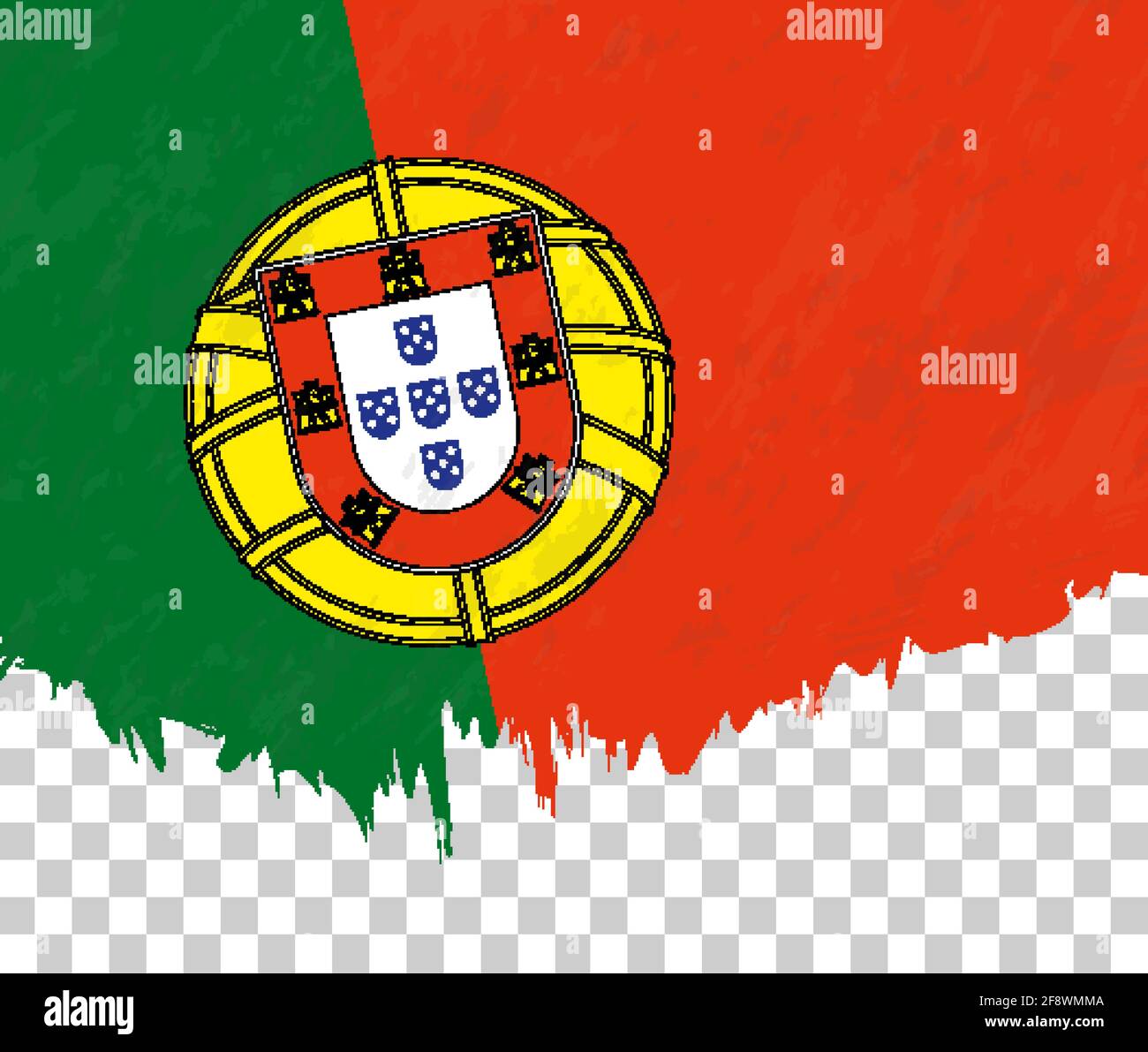 Grunge-style flag of Portugal on a transparent background. Vector ...