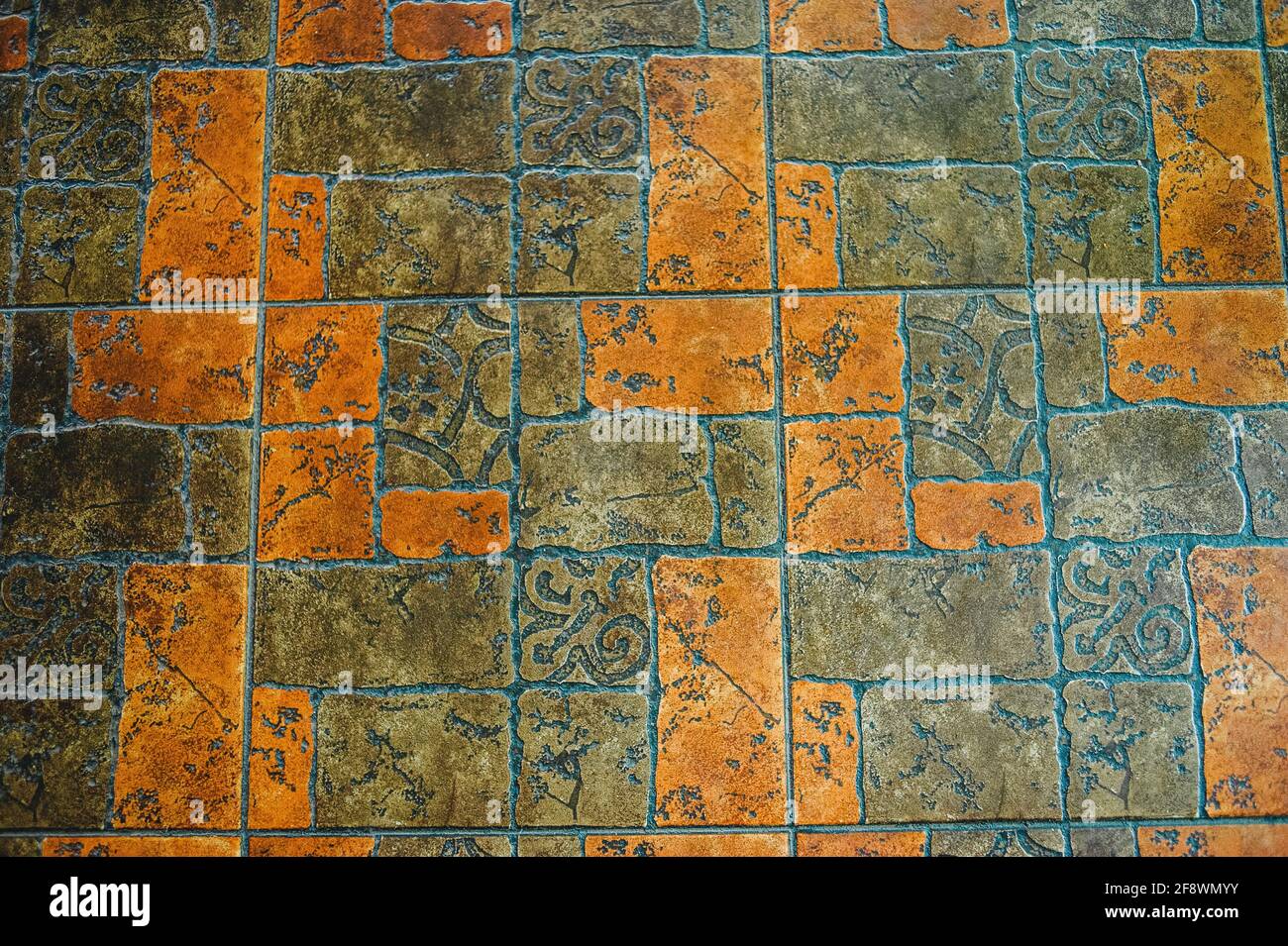 Image of interior flooring with red orange pavement slabs. The texture ...