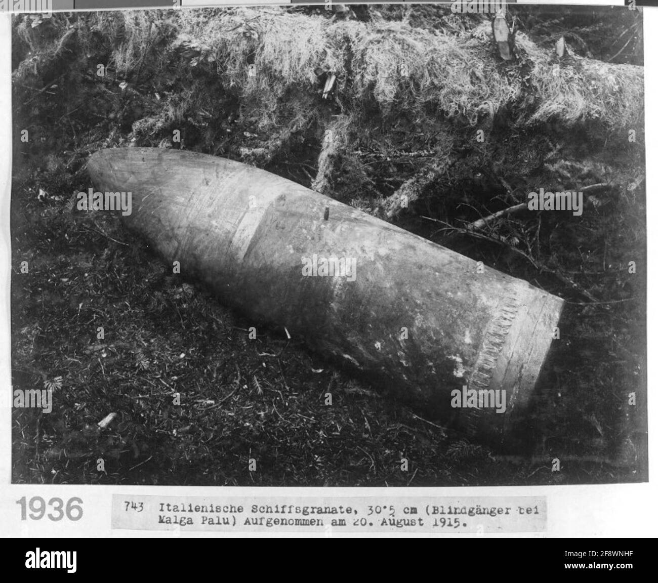 Italian naval shell (Dud near Malga Palu); Italian naval shell, 30.5 cm ...