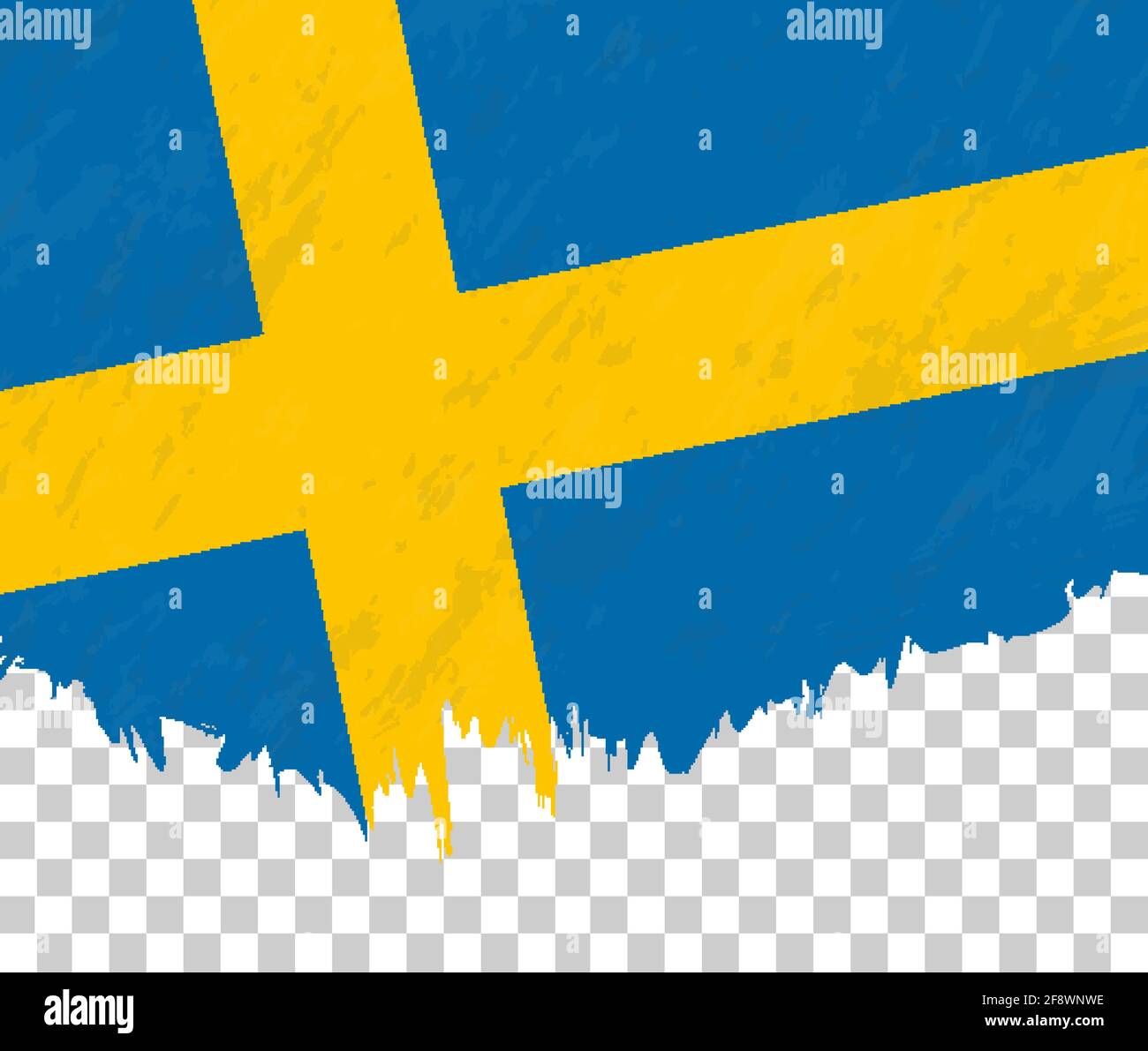 Grunge-style flag of Sweden on a transparent background. Vector ...