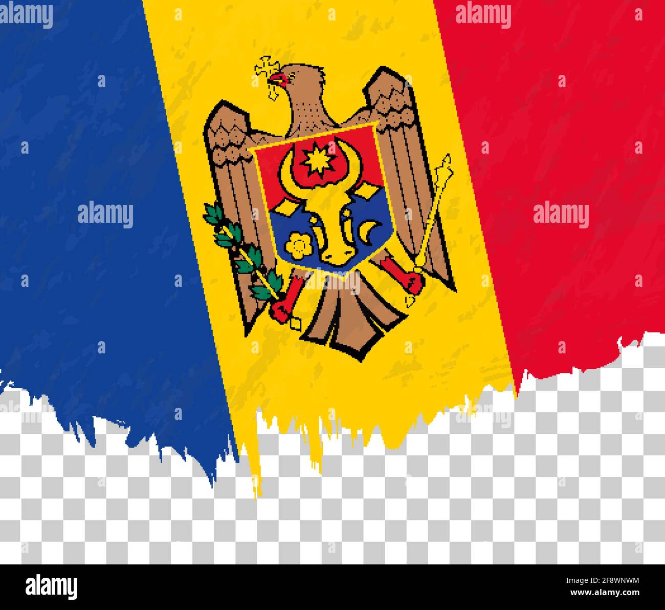 Grunge-style flag of Moldova on a transparent background. Vector ...