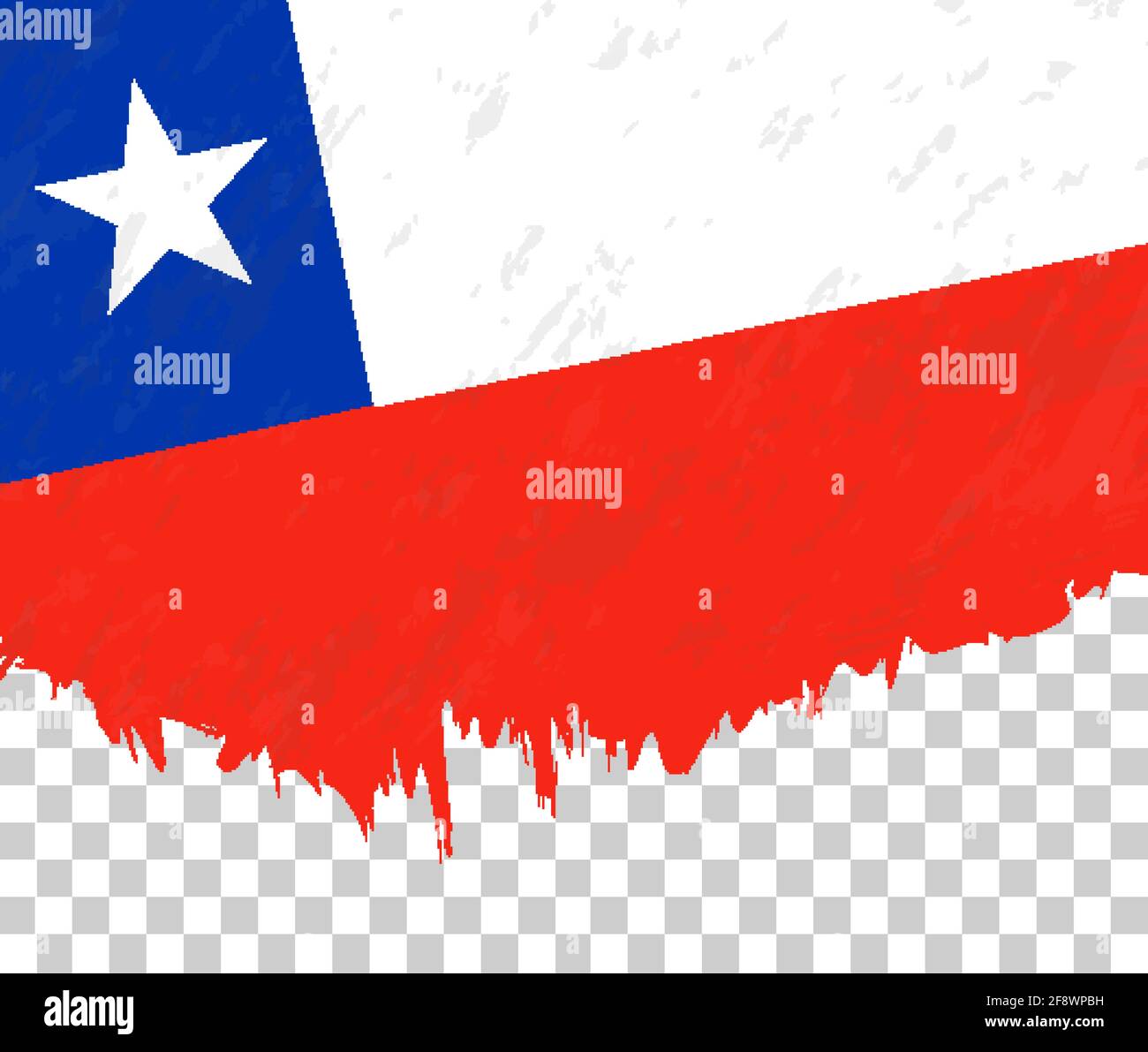 Grunge-style flag of Chile on a transparent background. Vector textured ...