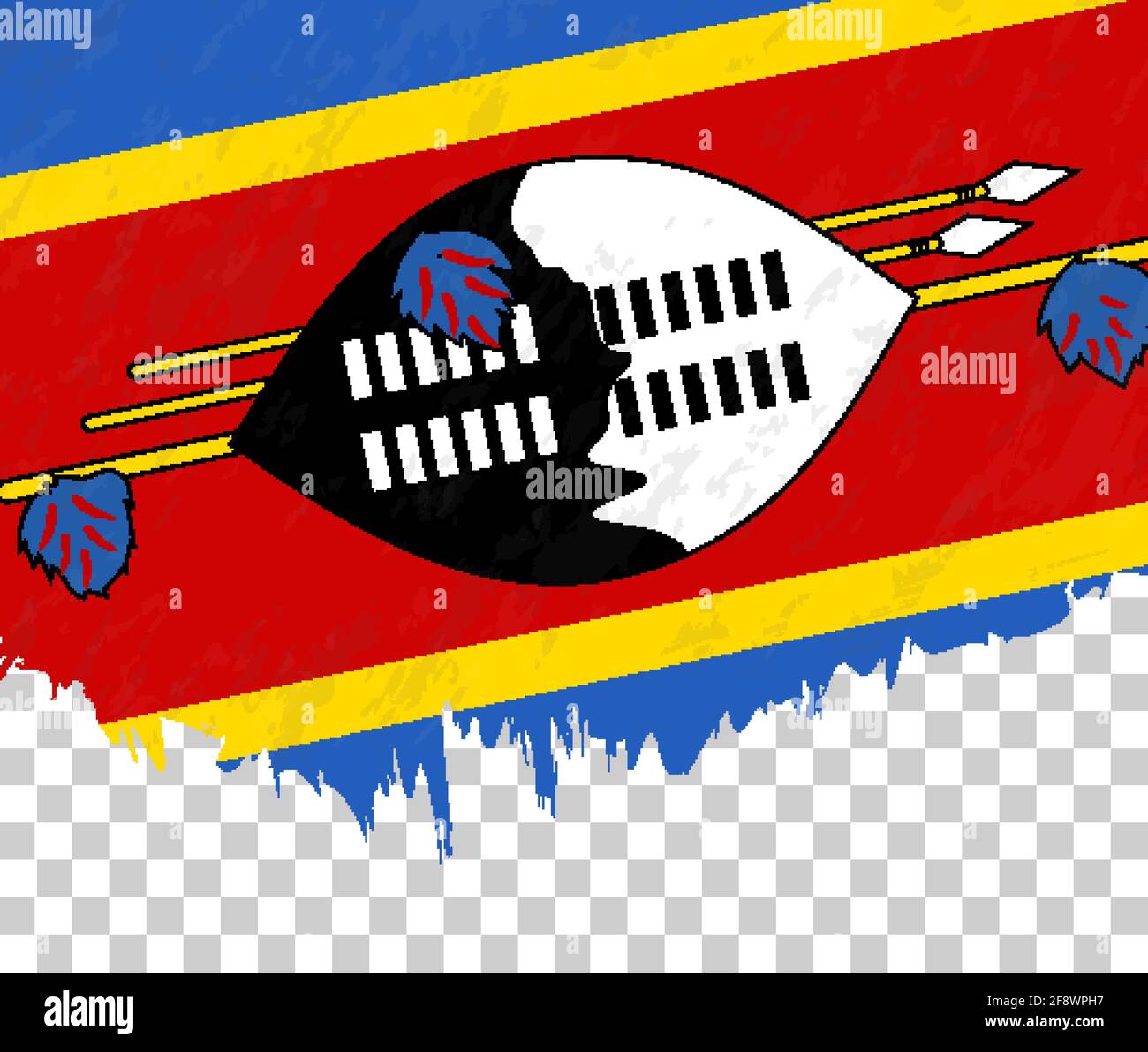 Grunge-style flag of Swaziland on a transparent background. Vector ...