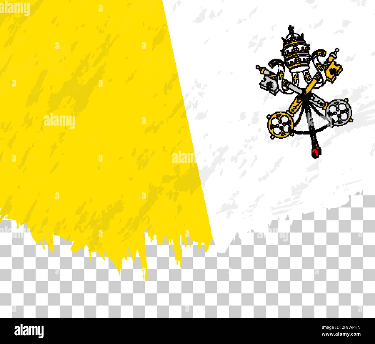 Grunge-style flag of Vatican City on a transparent background. Vector ...
