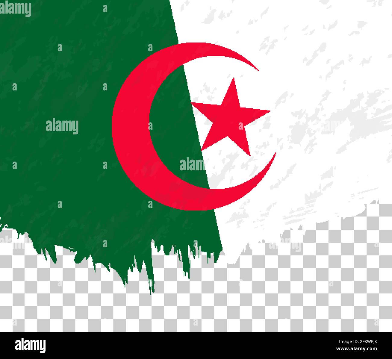 Grunge-style flag of Algeria on a transparent background. Vector ...