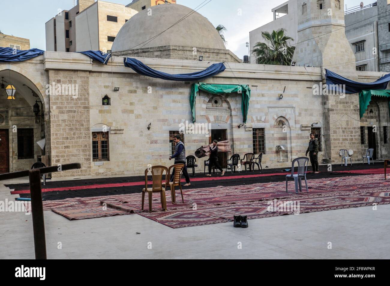 Muslim men prepare for prayer during the blessed month of Ramadan at ...