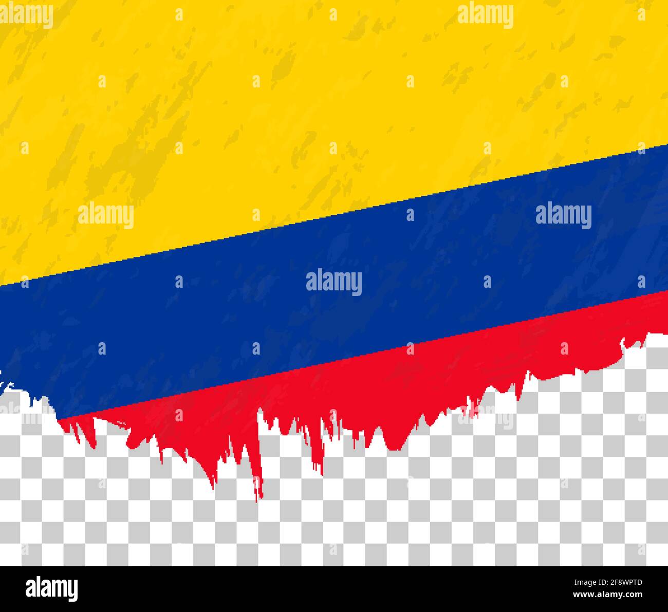 Grunge-style flag of Colombia on a transparent background. Vector ...