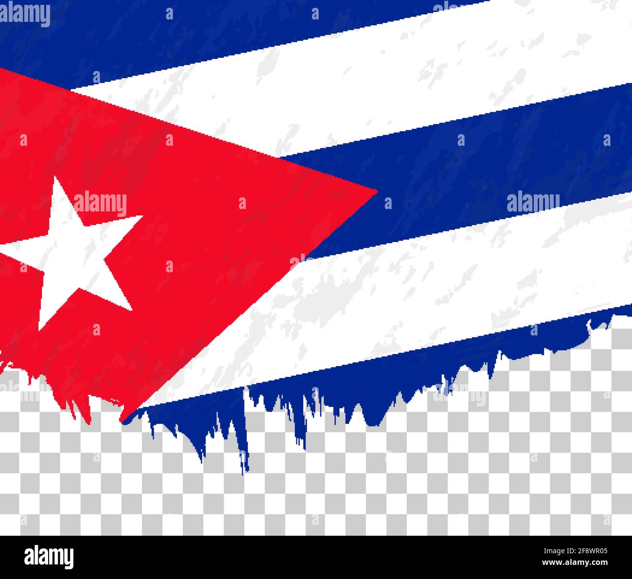 Grunge-style flag of Cuba on a transparent background. Vector textured ...