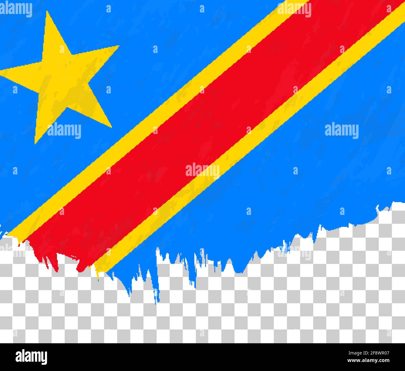 Grunge-style flag of DR Congo on a transparent background. Vector ...