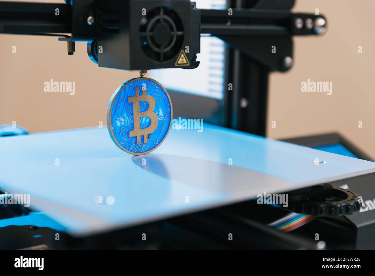 Bitcoin 3d printer on white background Stock Photo - Alamy